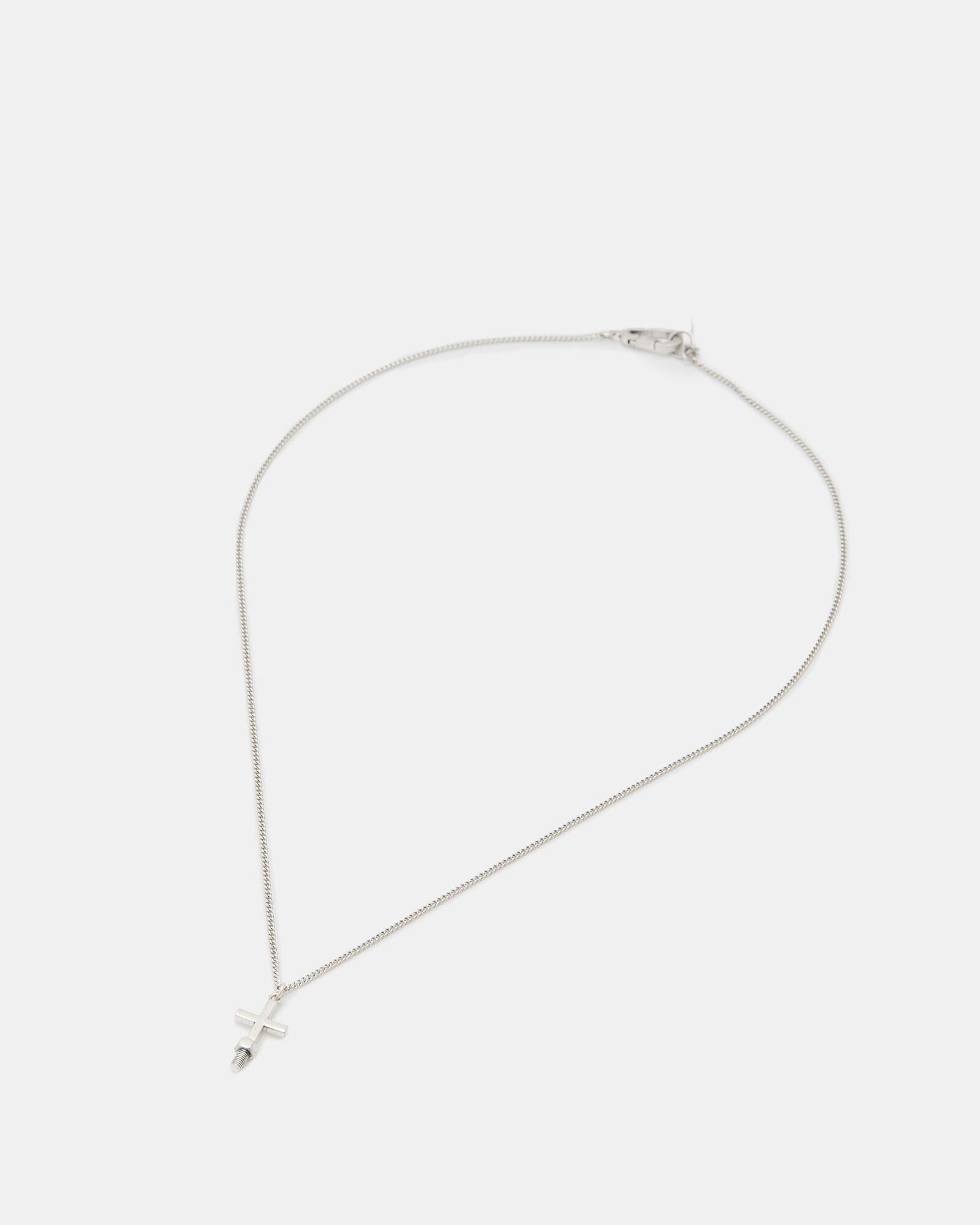 ALLSAINTS Jude Cross Pendant Necklace in Warm Silver | endource