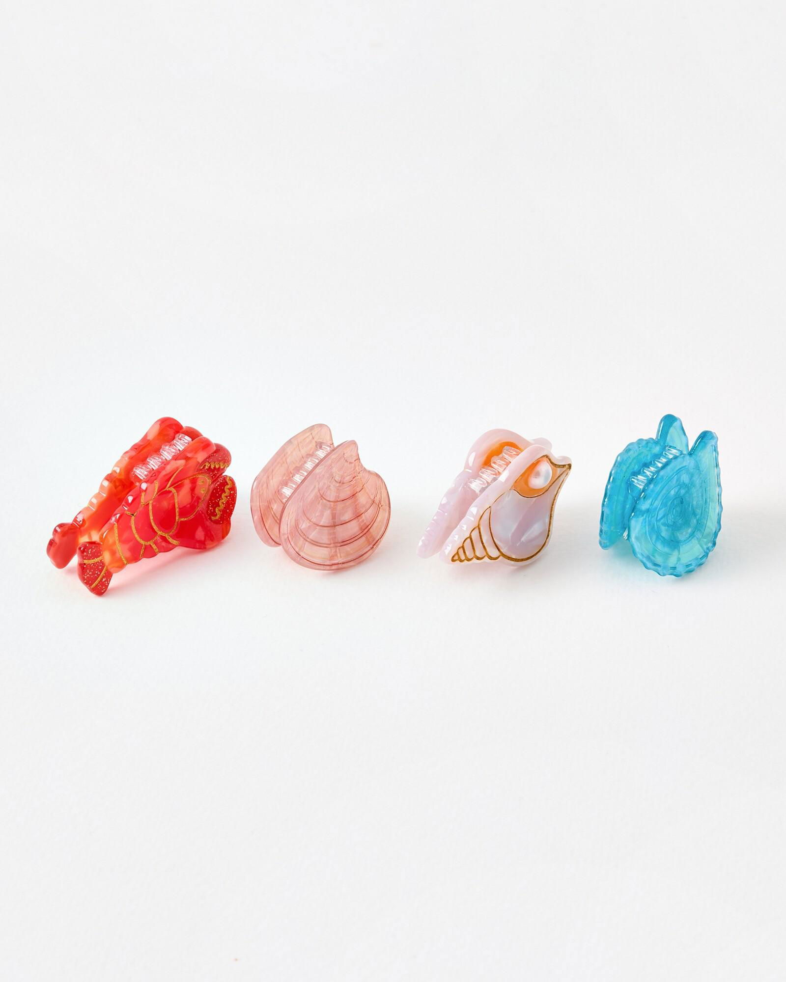 OLIVER BONAS Atlantica Shell & Lobster Mini Hair Claw Clips Set of Four ...