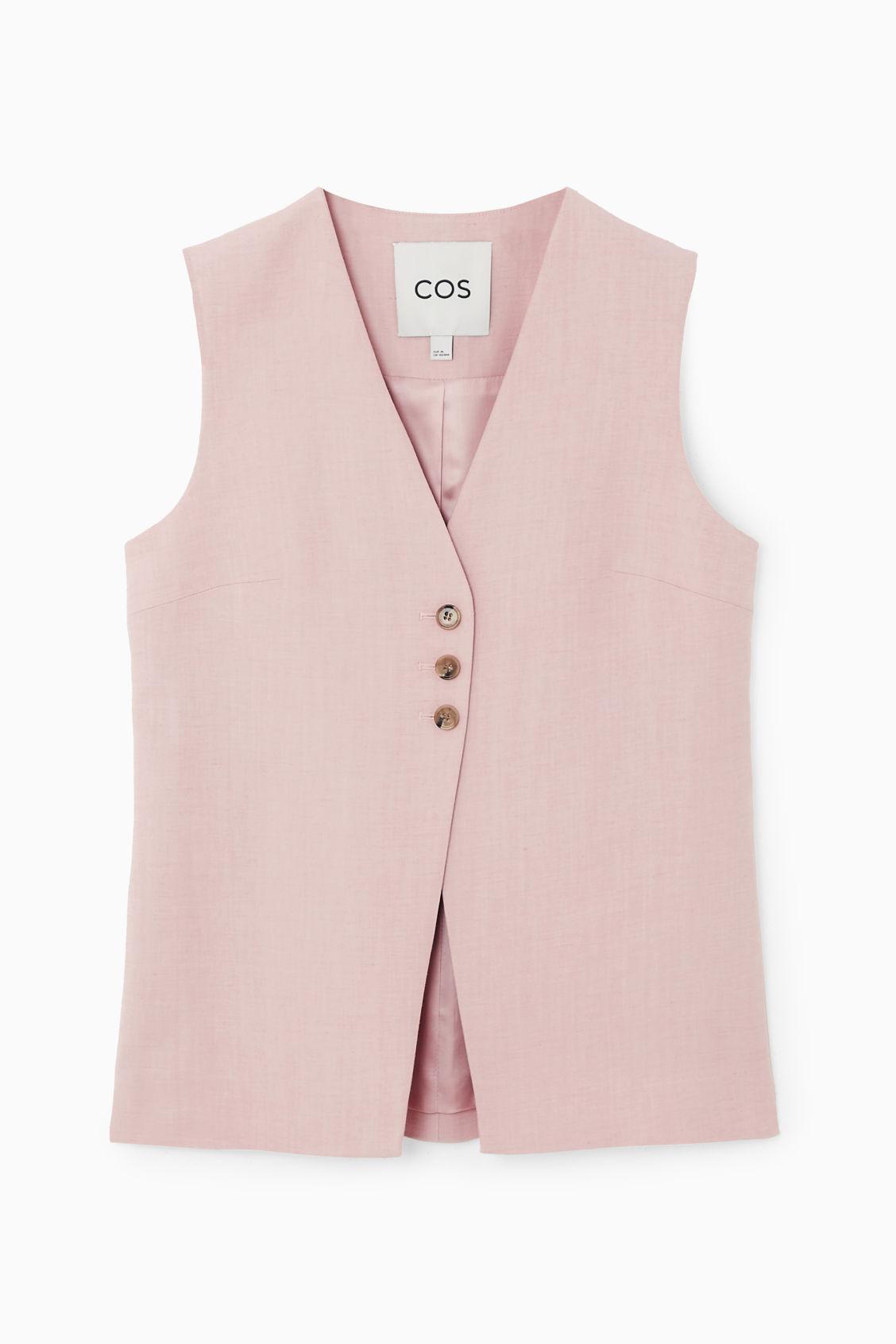 COS Longline Linen-Blend Waistcoat in DUSTY PINK | endource