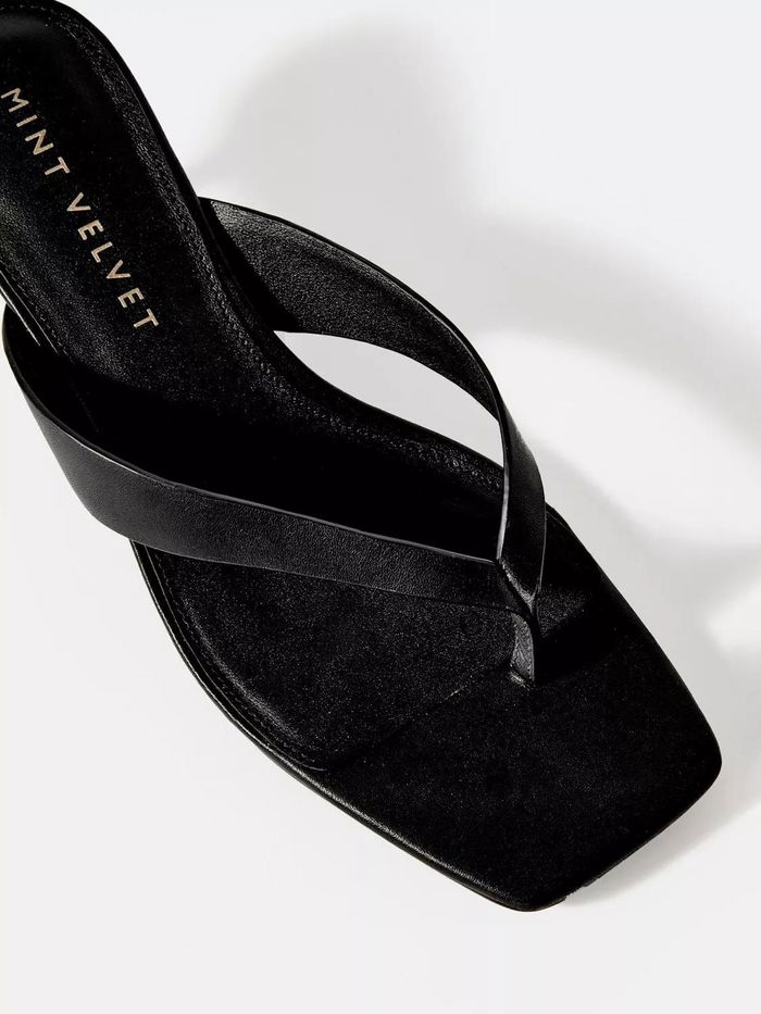 MINT VELVET Betty Leather Kitten Heel Toe Post Sandals | endource