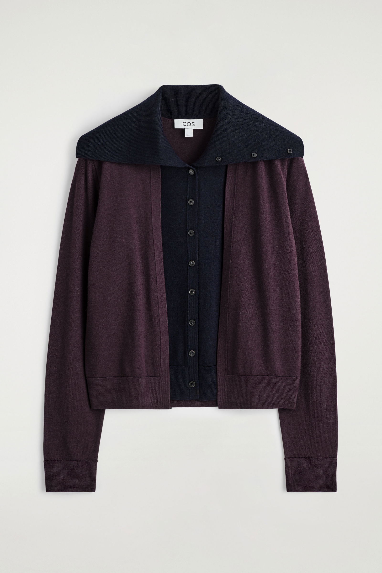 COS Layered Merino Wool High-Neck Cardigan | endource