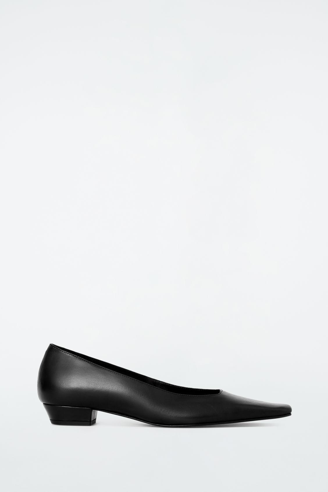 COS Square-Toe Leather Court Shoes in BLACK | endource