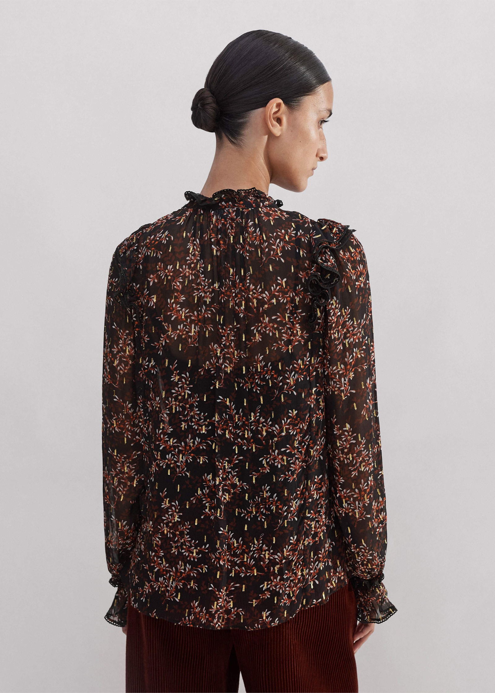 ME+EM Shadow Berry Print Metallic Top + Cami Black/Yellow/Multi | endource