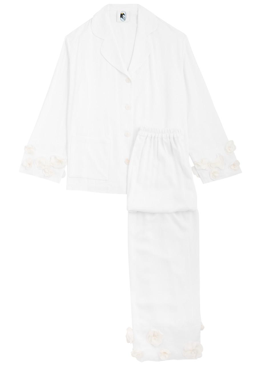 SLEEPER The Bloom Floral-Appliqué Twill Pyjama Set | Endource