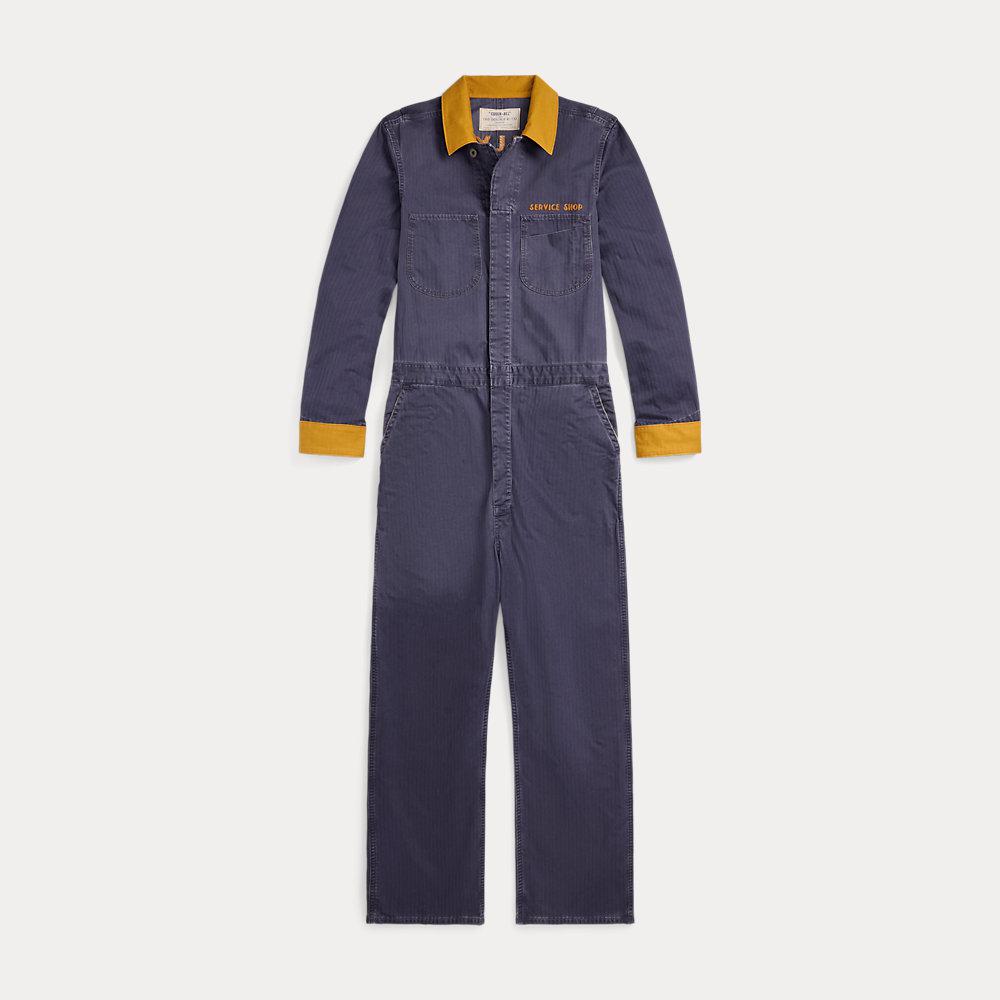 RALPH LAUREN RRL Embroidered Herringbone Twill Coverall in Purple ...