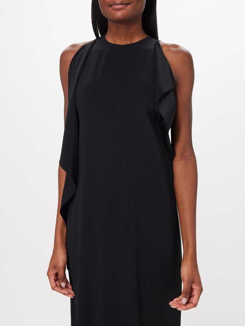 RAEY Draped-Panel Crepe Dress in Black | endource