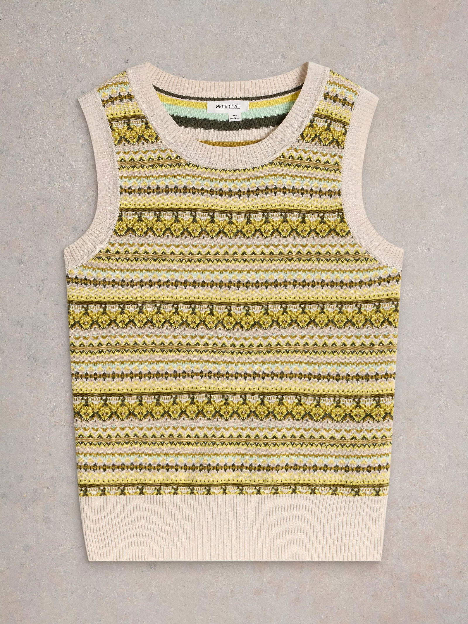 WHITE STUFF Organic Cotton Fair Isle Tank Top in Multi | endource