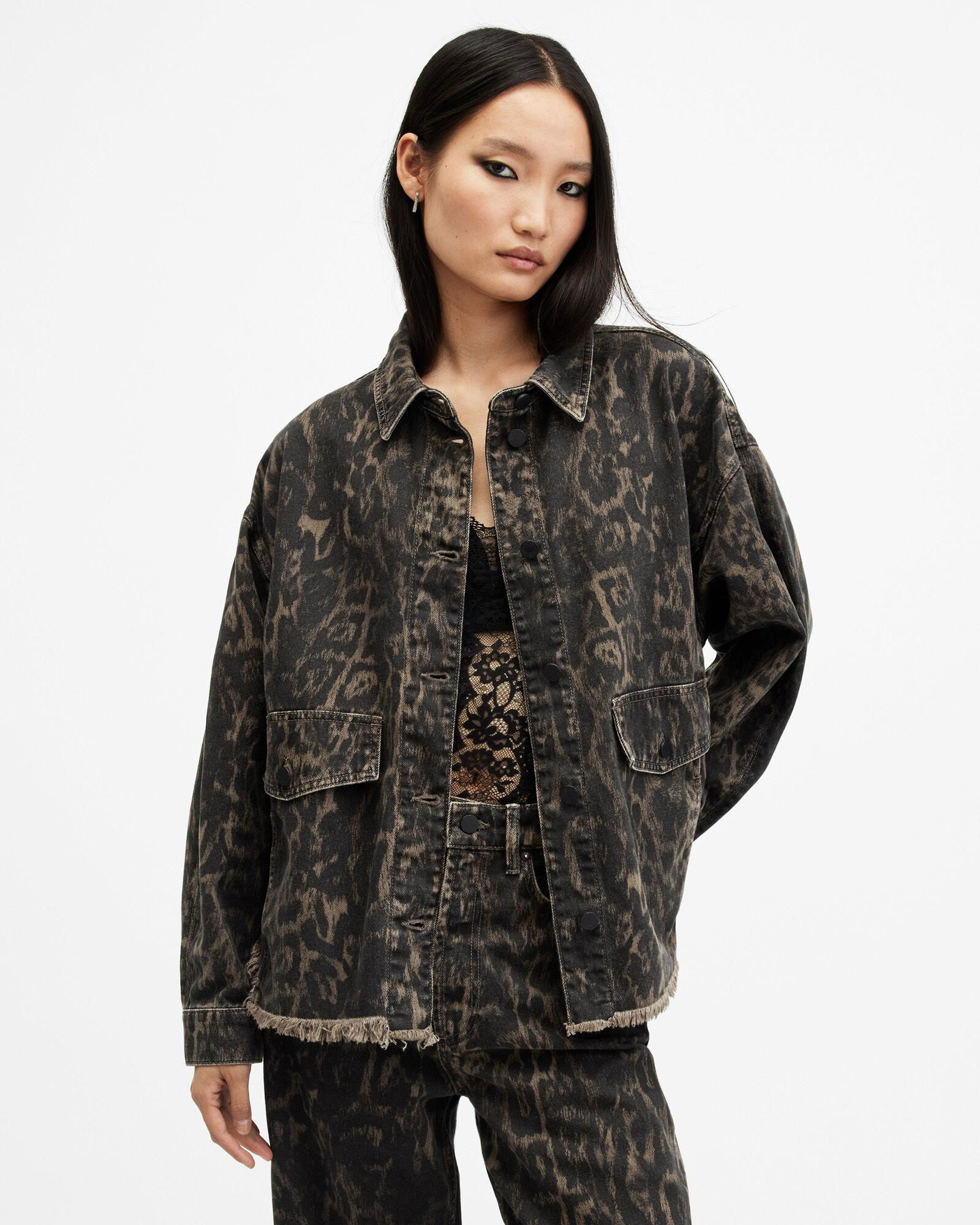 ALLSAINTS Hettie Oversized Denim Shacket in Jinx Golden Brown | endource