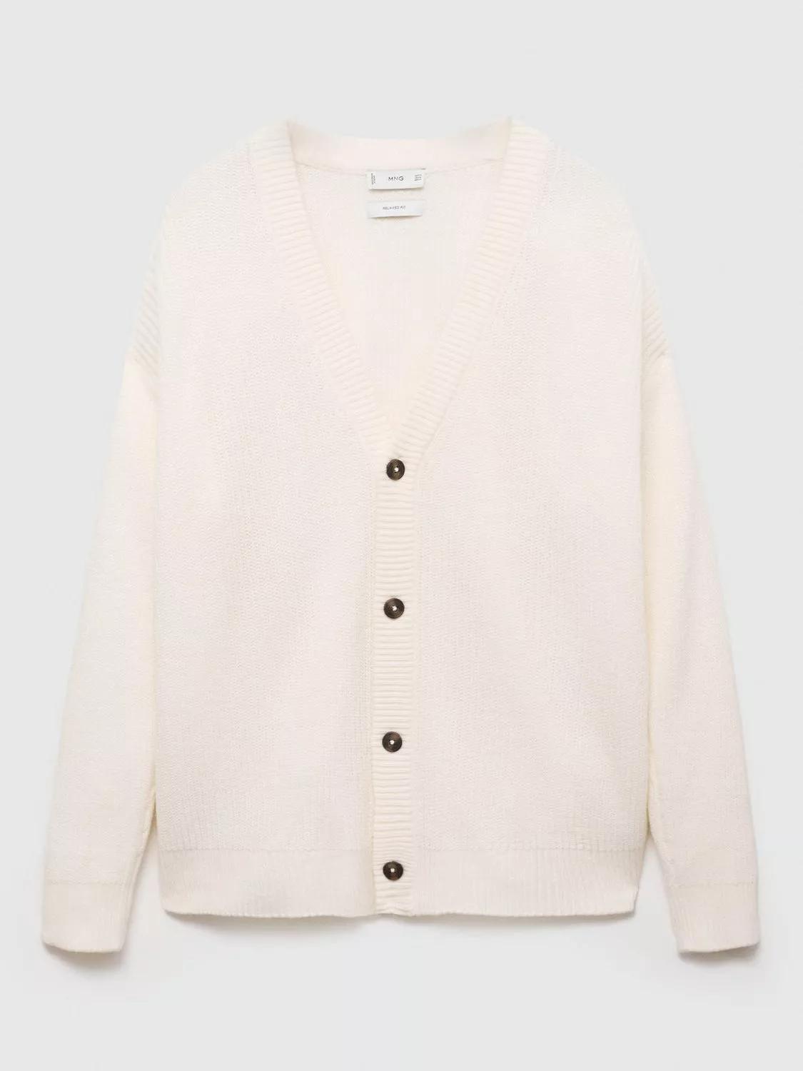 MANGO Brinac Cable Knit Cardigan in White | endource