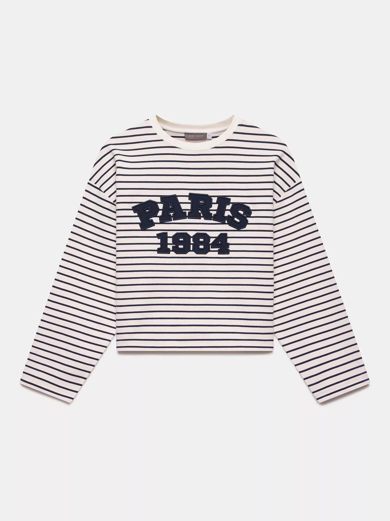 MINT VELVET Striped Slogan Top | endource