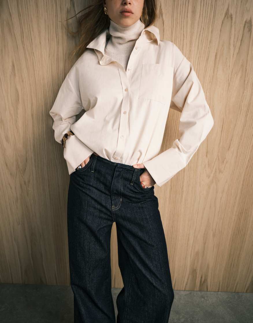 MANGO Max Cotton Straight Jean With Contrast Stitch In Indigo | endource
