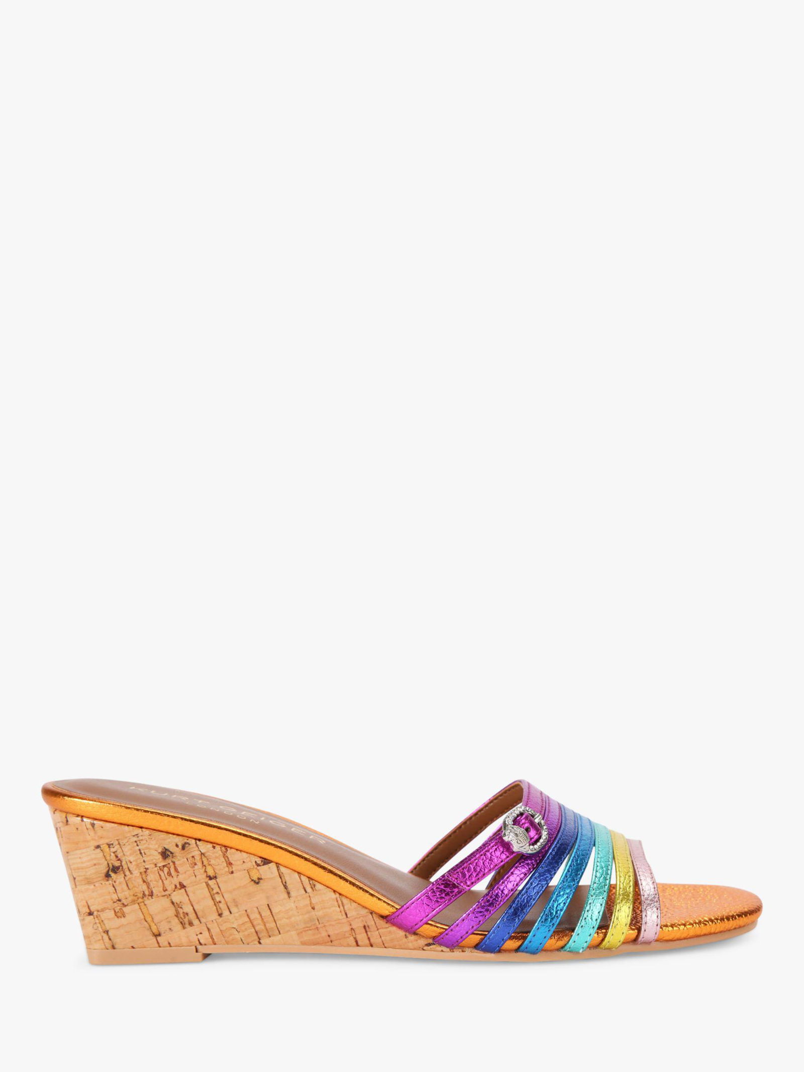 KURT GEIGER LONDON Pierra Leather Wedge Heel Mules in Multi | Endource