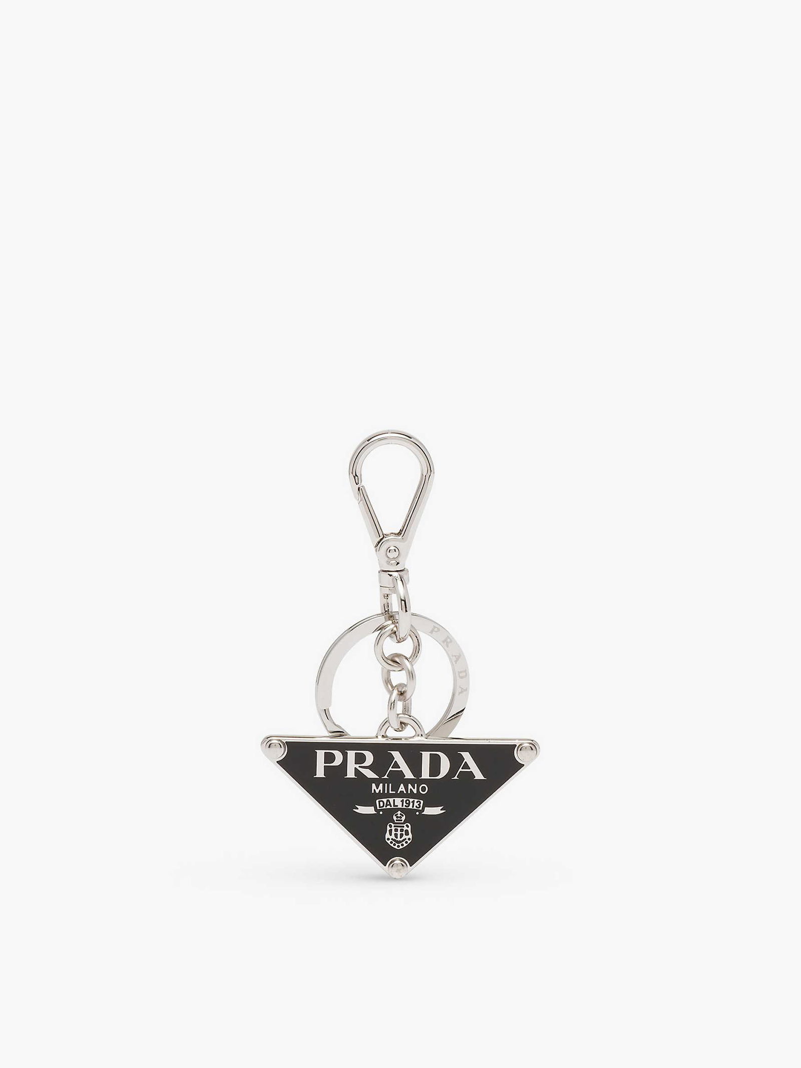 PRADA Metal Triangle-Logo Metal Keychain | endource