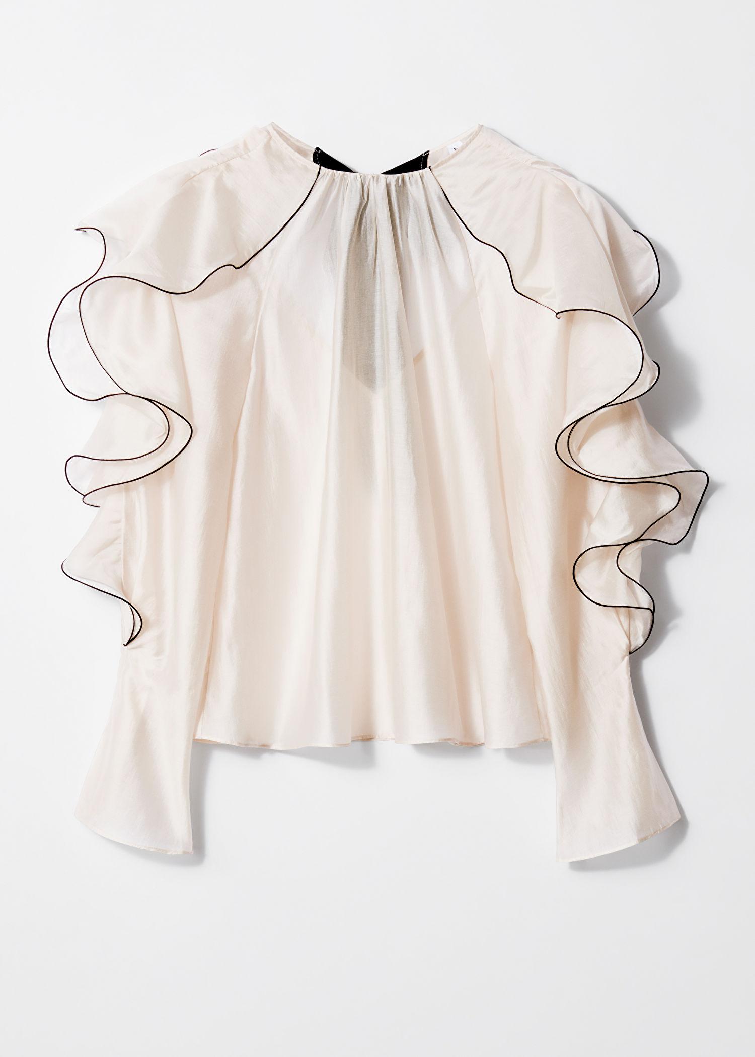 & OTHER STORIES Flounced Blouse in Cream | endource