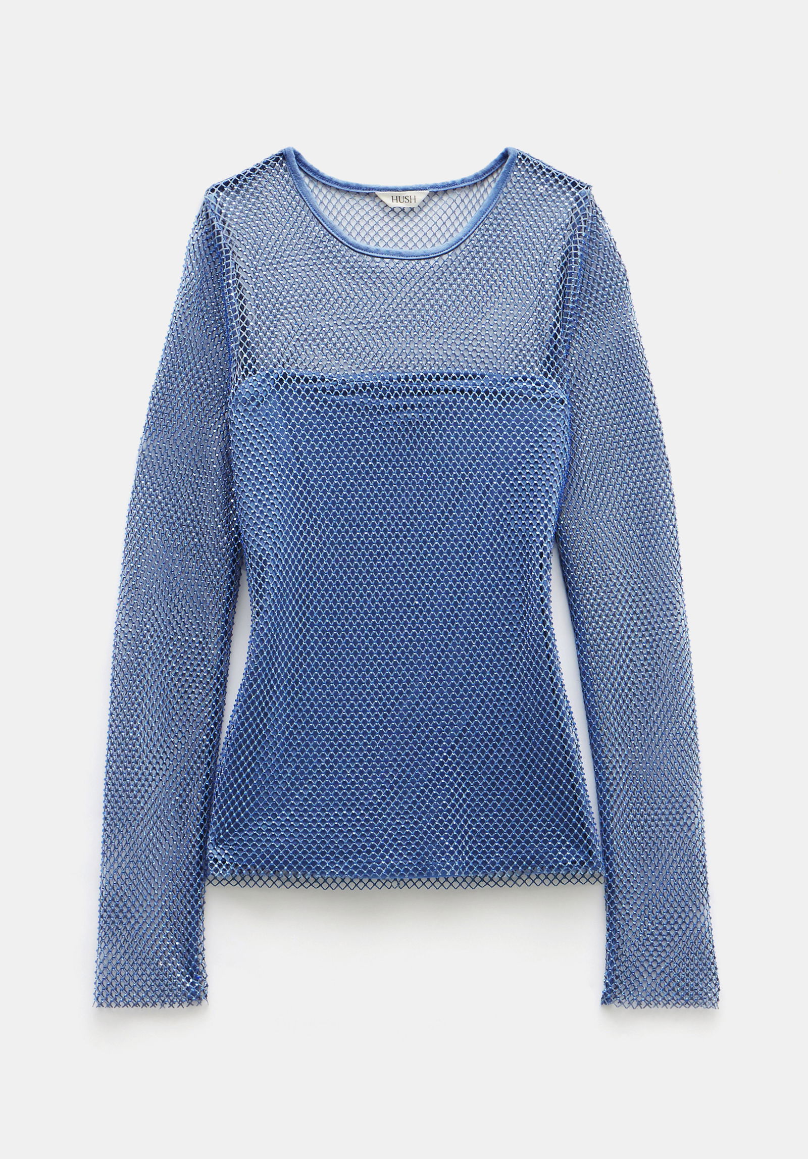 HUSH Una Sparkle Long Sleeve Top in Dusty Blue | endource