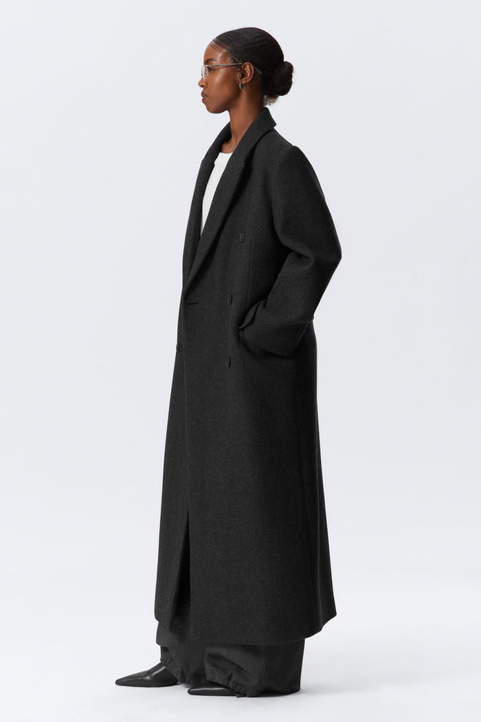 WEEKDAY Logan Double-Breasted Wool-Blend Coat | endource
