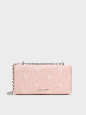 CHARLES & KEITH Paffuto Embroidered-Mesh Wallet On Chain | endource