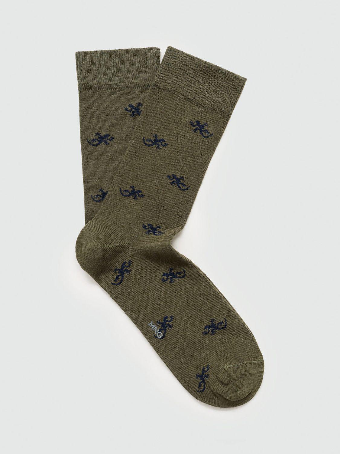 MANGO Lizard Embroidered Socks in Beige - Khaki | endource