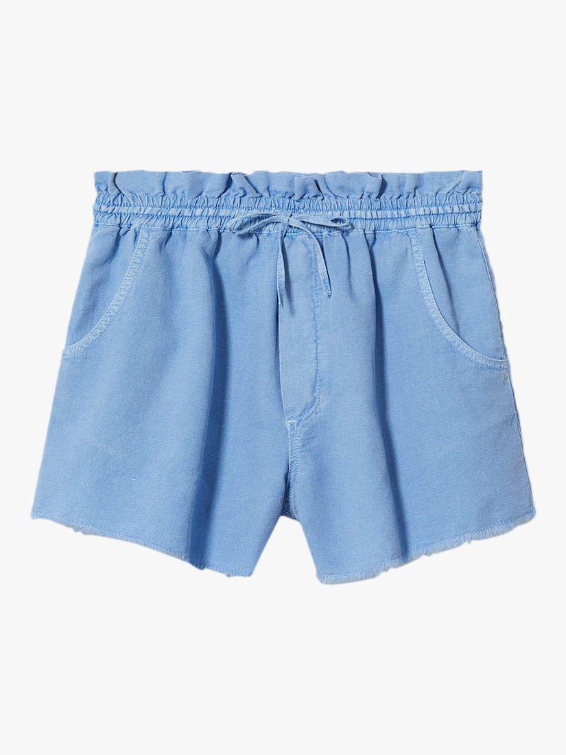 MANGO Nala Cotton Linen Shorts in Pastel Blue | Endource