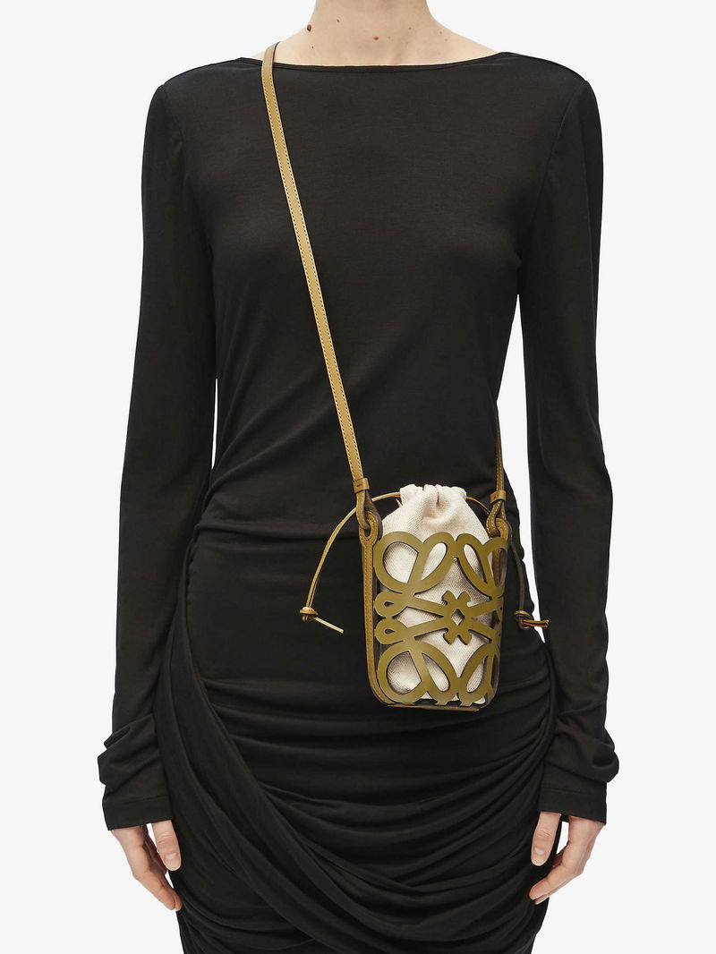 LOEWE Loewe x Paula's Ibiza - Anagram Cut-Out Leather Pouch in OLIVE ...