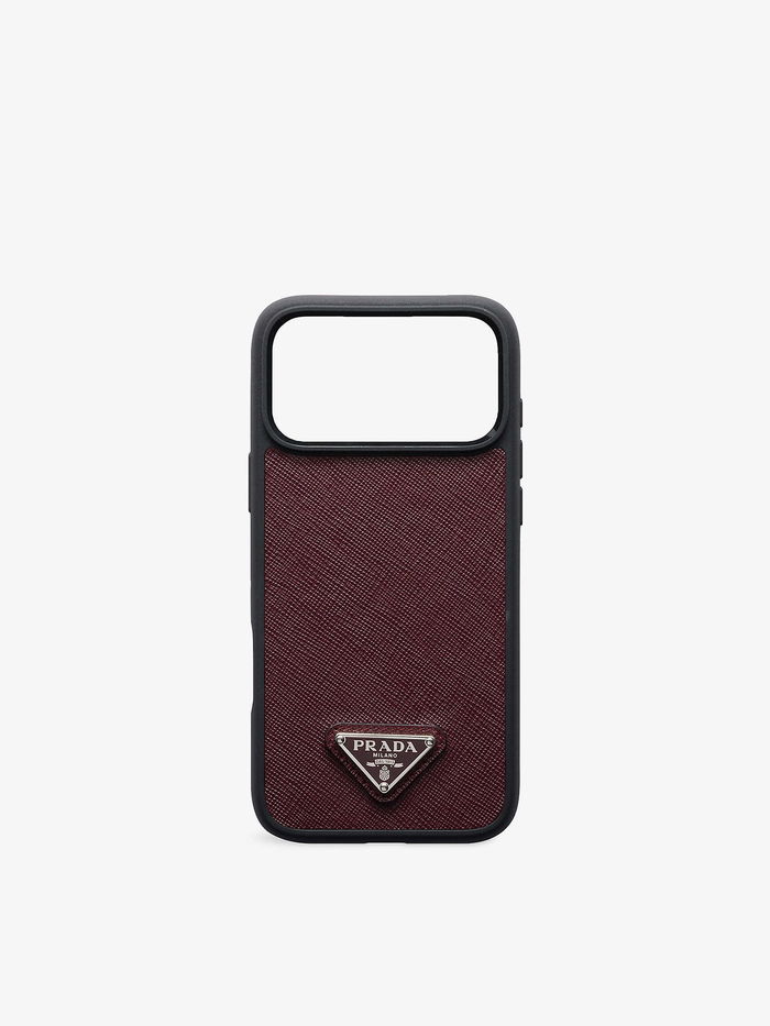 PRADA Brand-Plaque Leather IPhone 17 Pro Phone Case | endource