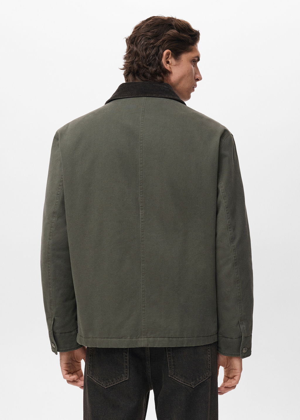 MANGO Quilted Jacket With Corduroy Collar | endource
