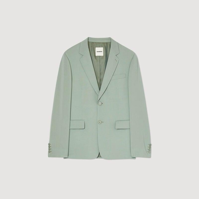 SANDRO Wool Suit Jacket in light green | Endource