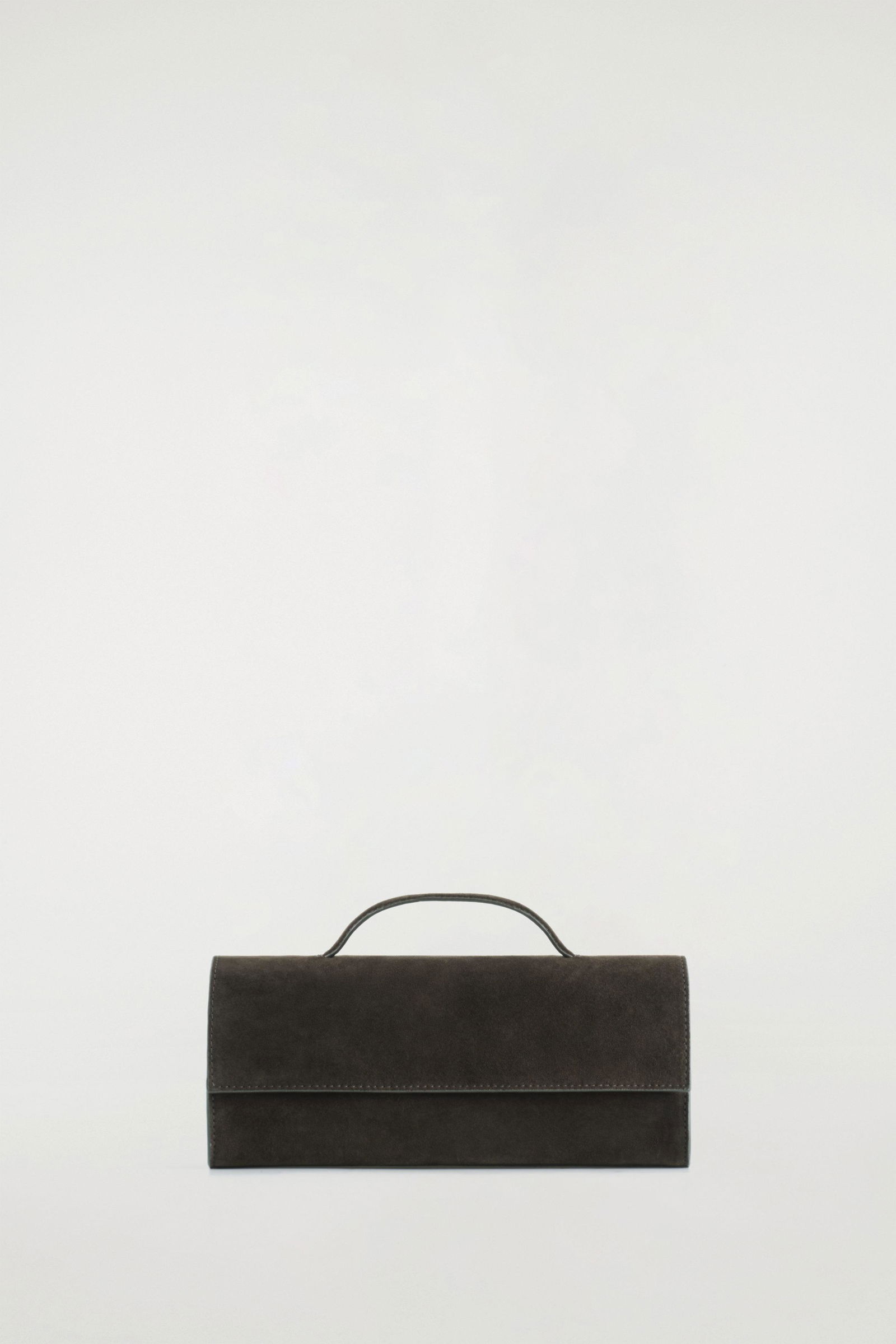 COS Suede Gallery Clutch Bag in DARK BROWN | endource
