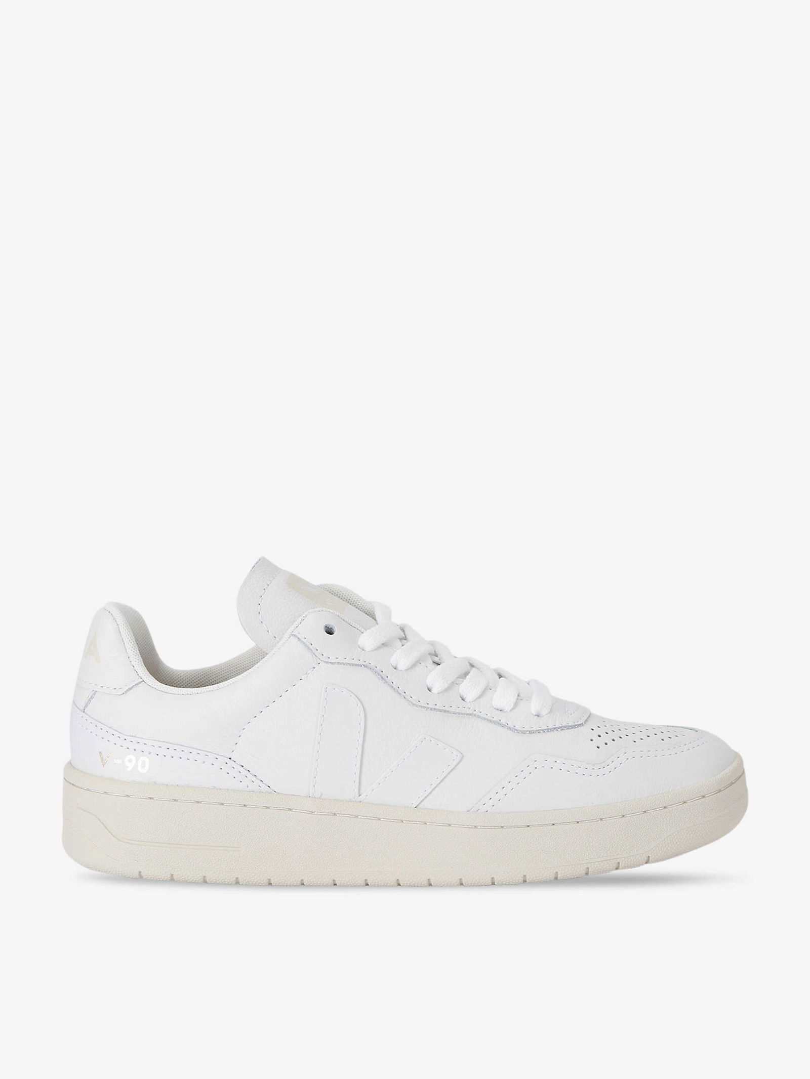 VEJA V90 Logo-Embroidered Low-Top Leather Trainers in WHITE/OTH | Endource