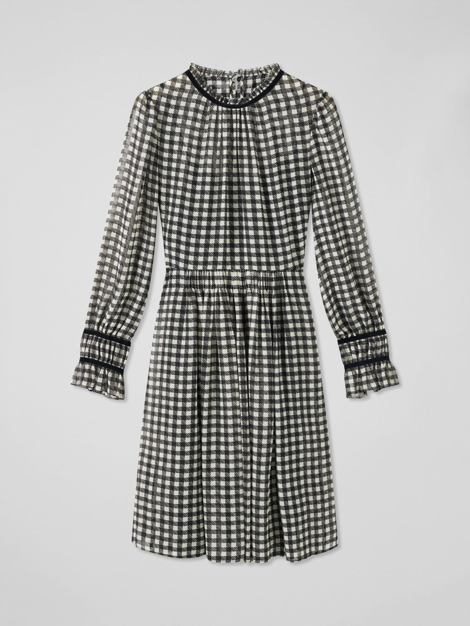 L.K. BENNETT Verity Check Dress in Black/Cream | endource