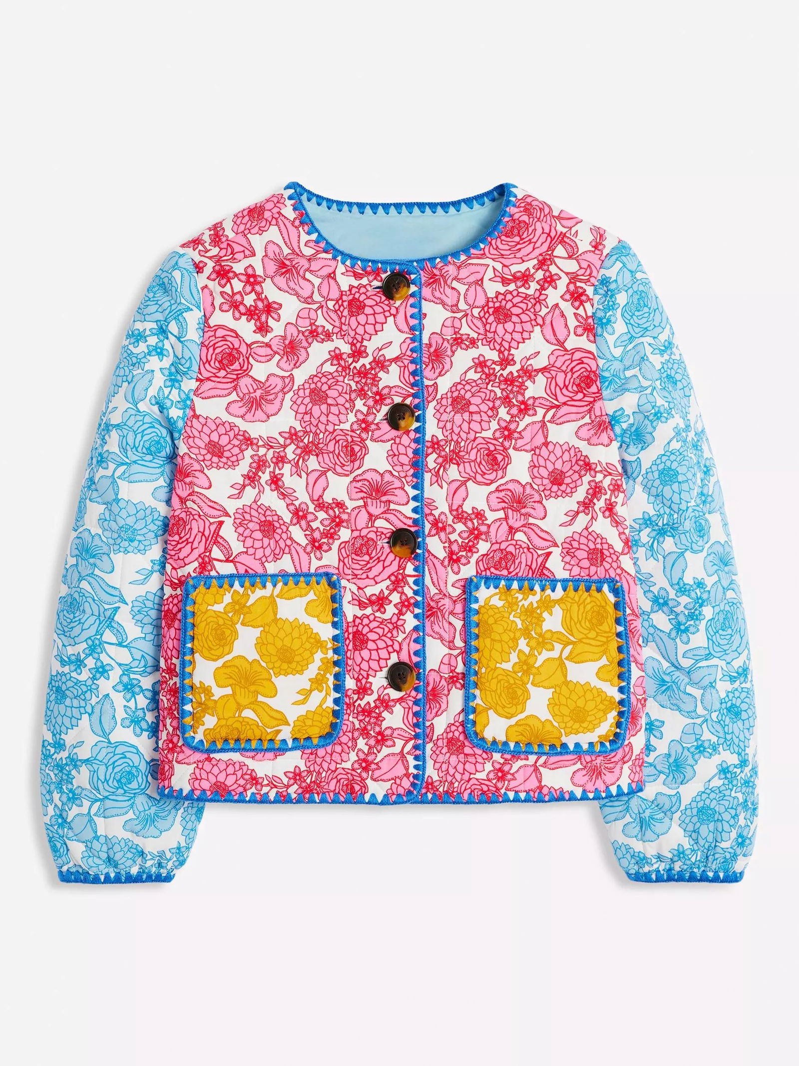 BODEN Chelsea Quilted Jacket in Blue/Multi | endource