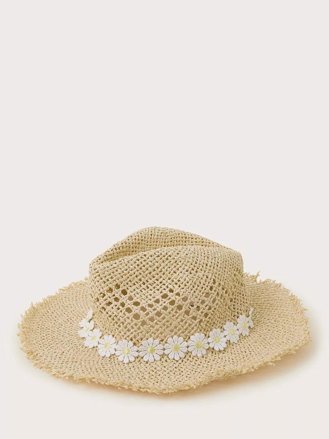 Monsoon Floppy Floral Straw Hat in Beige/Multi | endource