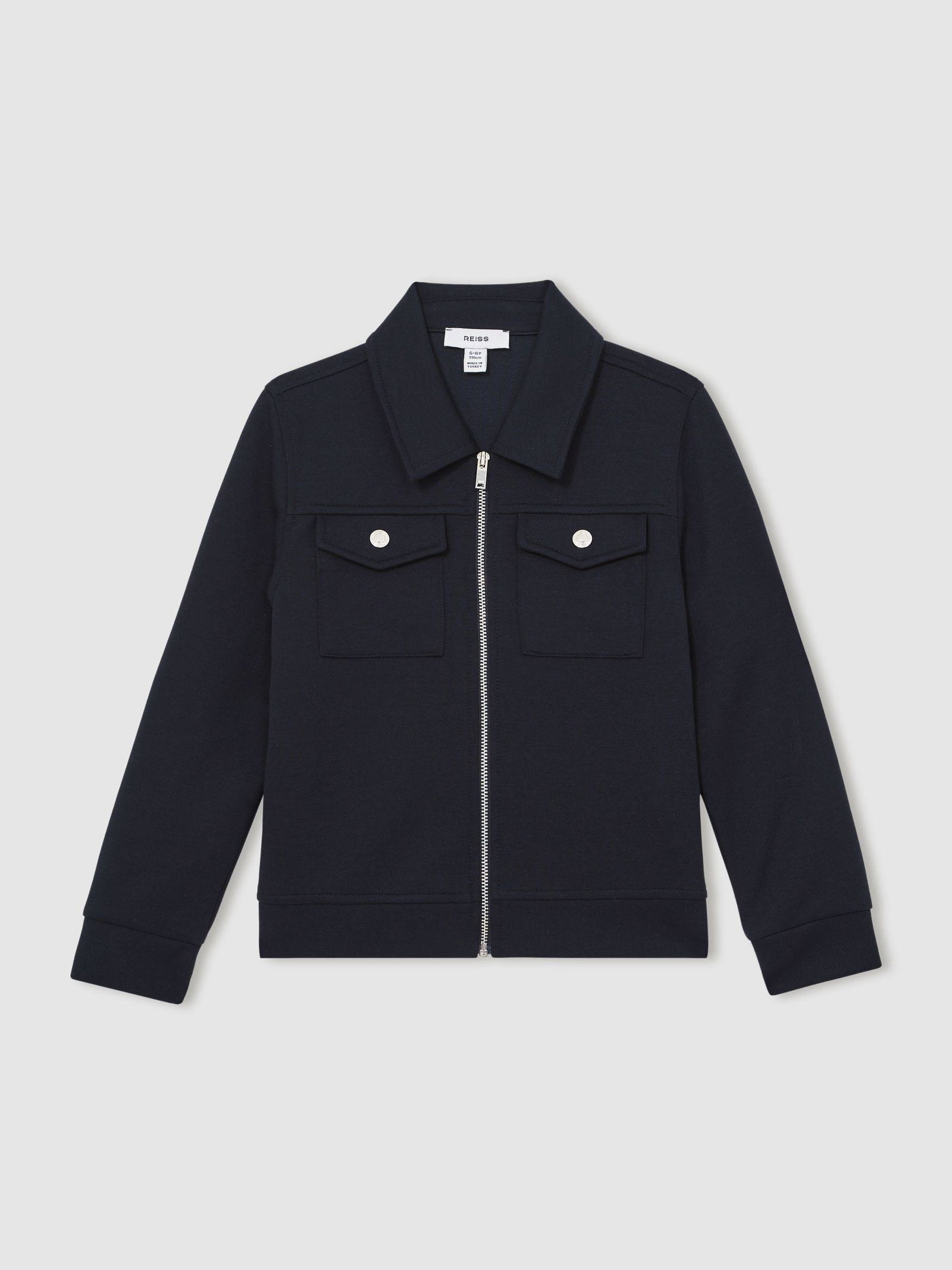 REISS Interlock Zip Through Overshirt in Navy Blue | endource