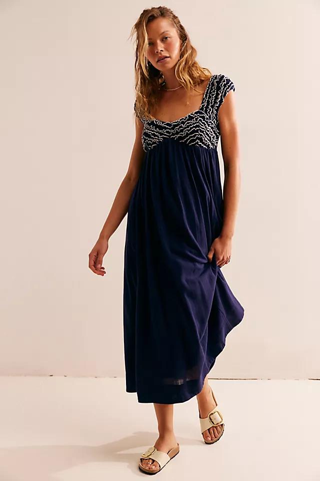 FREE PEOPLE Feel The Frill Midi in Navy Blazer | endource