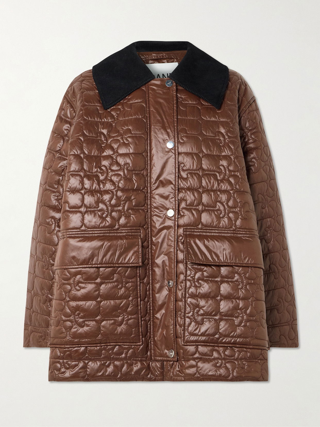 GANNI Cotton Corduroy-Trimmed Quilted Recycled-Shell Jacket | endource