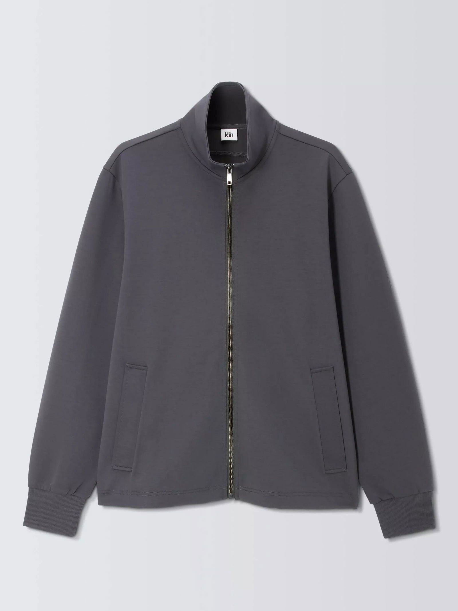 KIN Stand Collar Zip Up Jersey Sweatshirt | endource