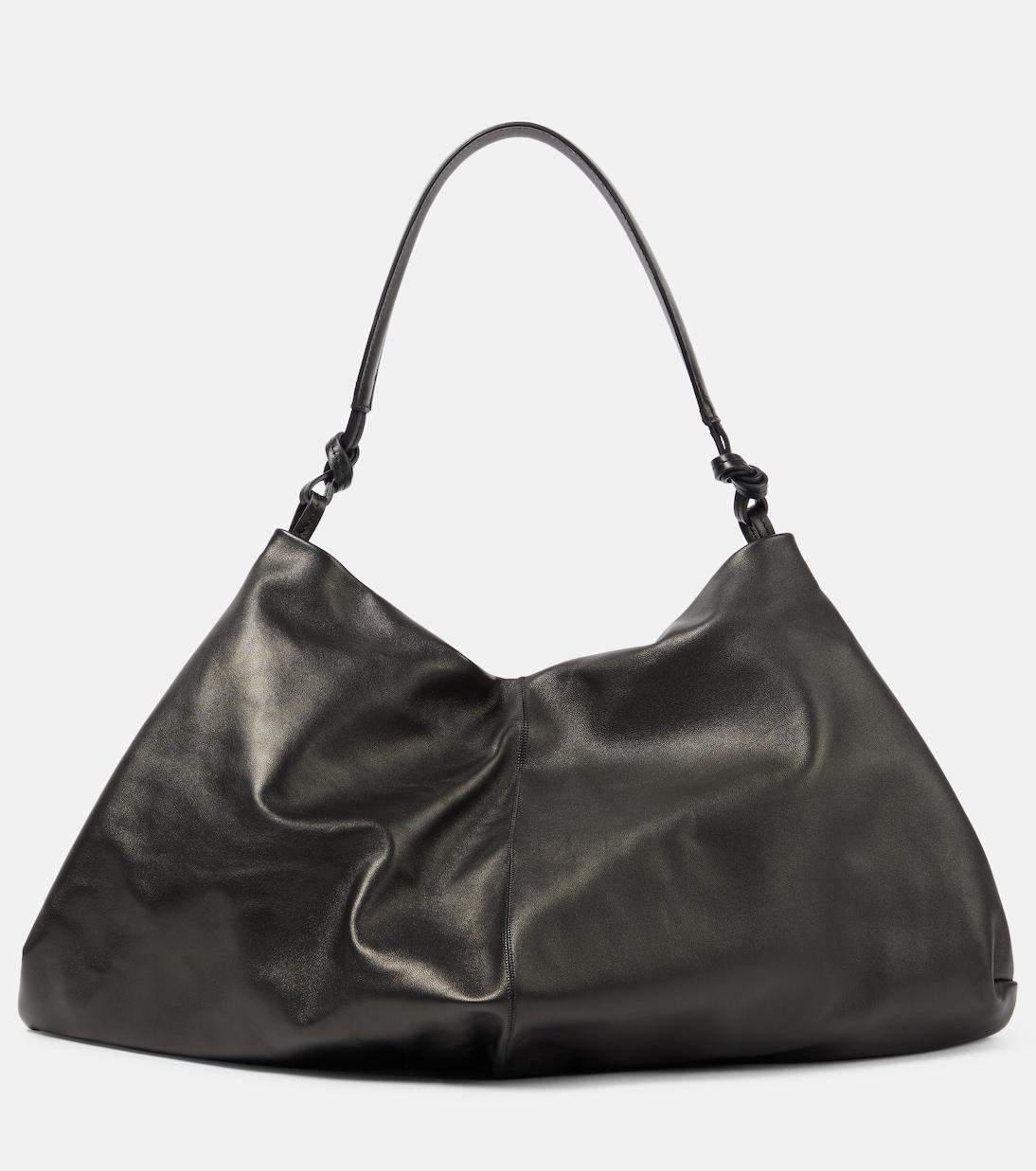 THE ROW Samia Leather Shoulder Bag in Black | endource