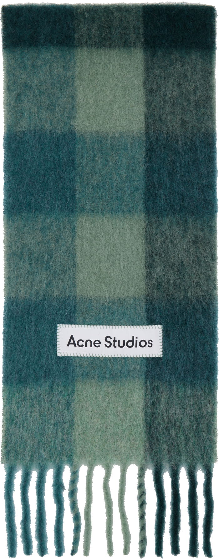 ACNE STUDIOS Green Mohair Checked Scarf | endource