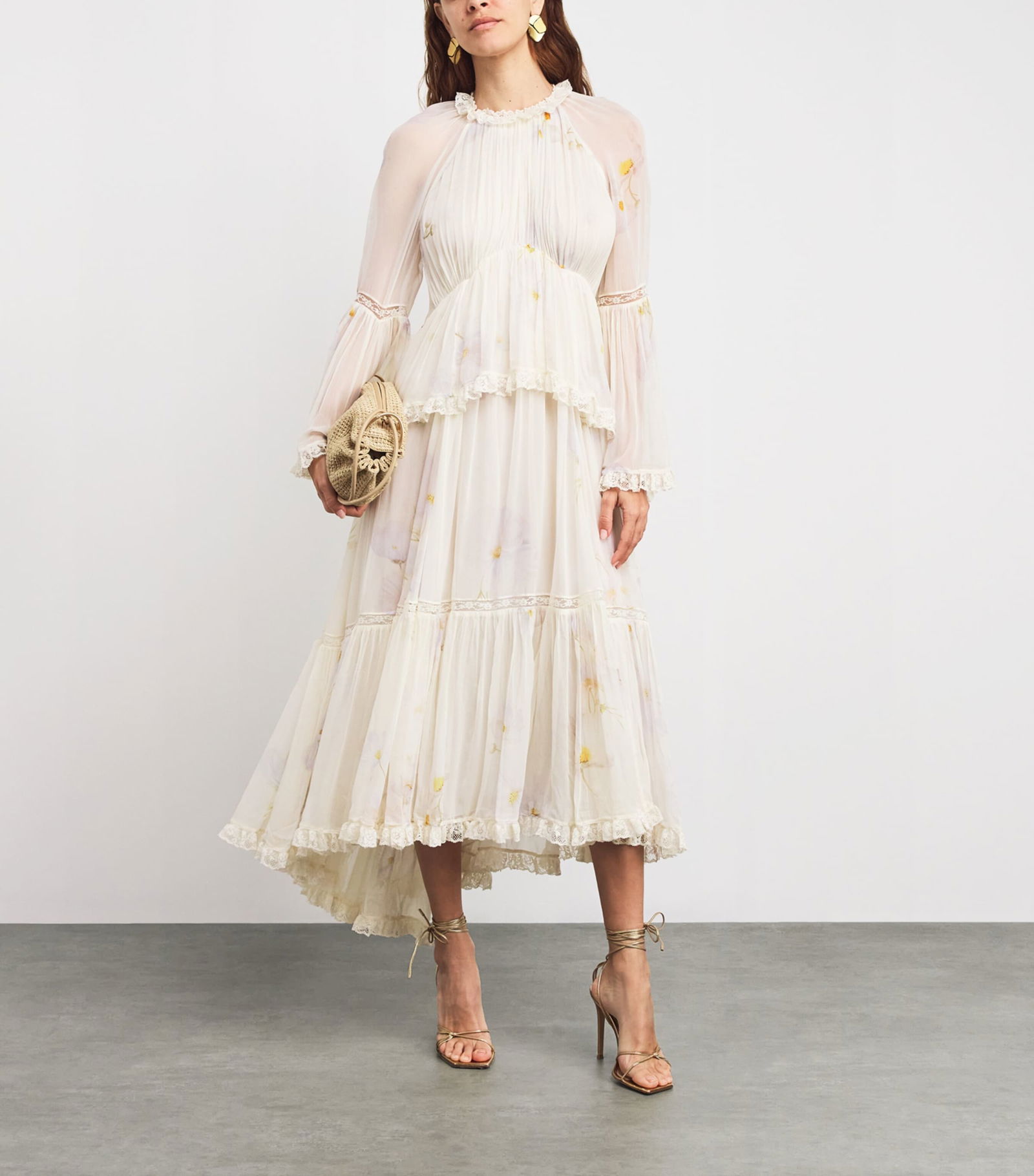 ZIMMERMANN Memento Peplum Flutter Midi Dress | endource