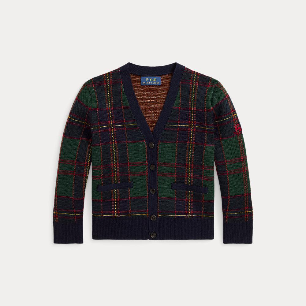 RALPH LAUREN Plaid Wool Cardigan in Multi | endource