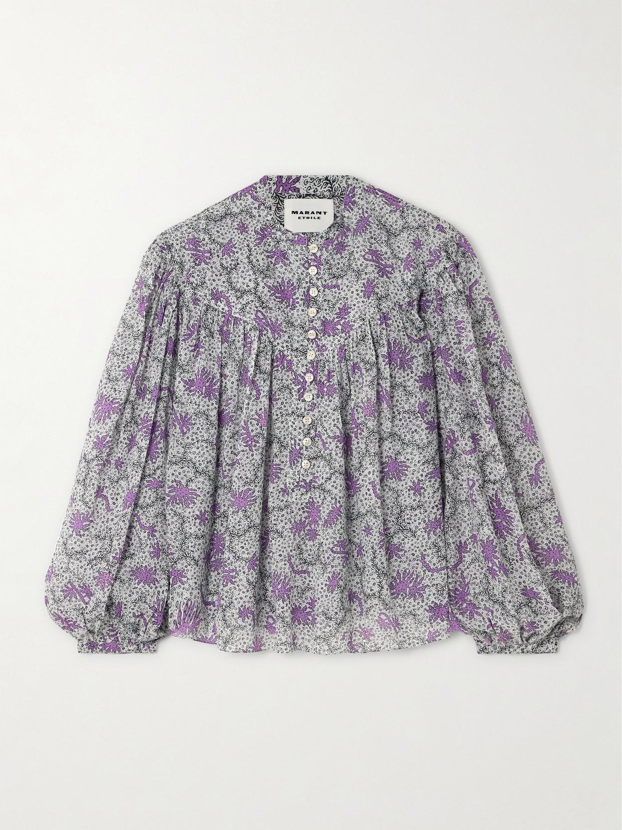 ISABEL MARANT ÉTOILE Salika Floral-Print Cotton-Voile Blouse in Ecru ...