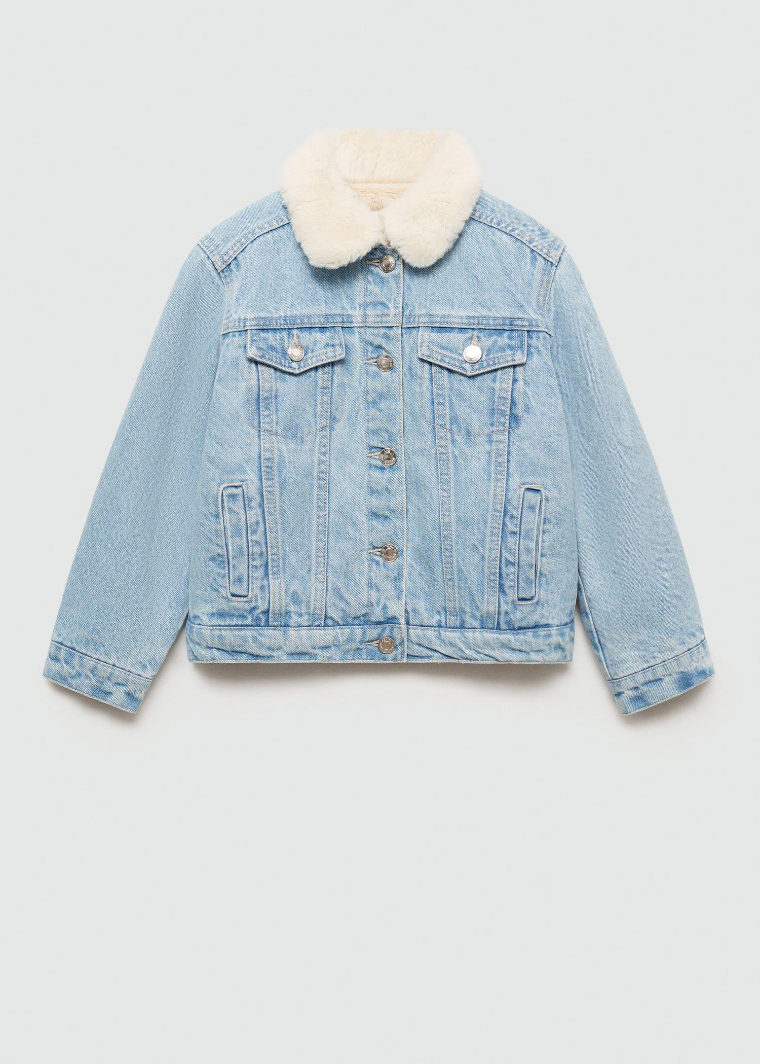 MANGO Fur-Effect Inner Jacket in Light Blue | endource