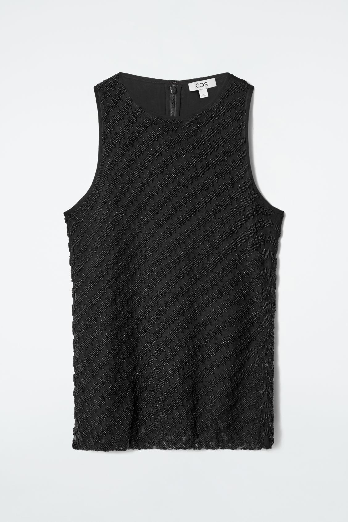 COS Embellished Houndstooth Top in BLACK | endource