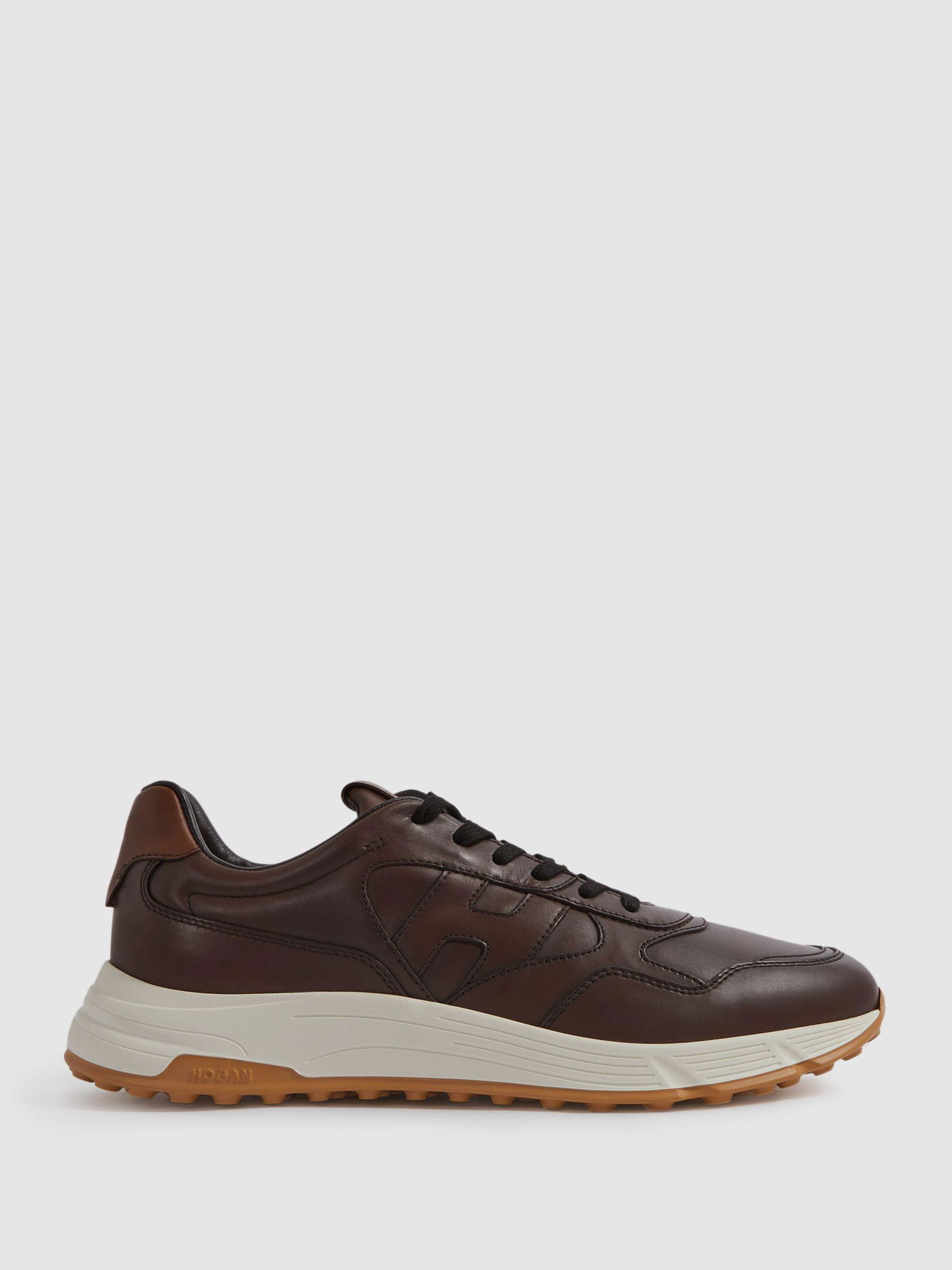 HOGAN Hyperlight Allacc.H Leather Chunky Trainers in Brown | endource