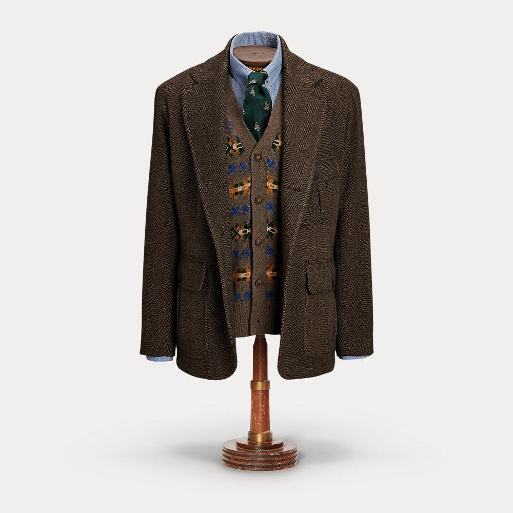 RALPH LAUREN RRL Unconstructed Herringbone Sport Coat in Brown | endource