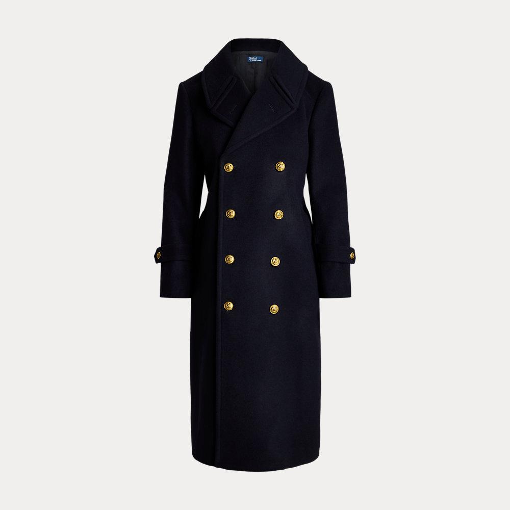 POLO RALPH LAUREN Wool Melton Long Coat in Blue | endource