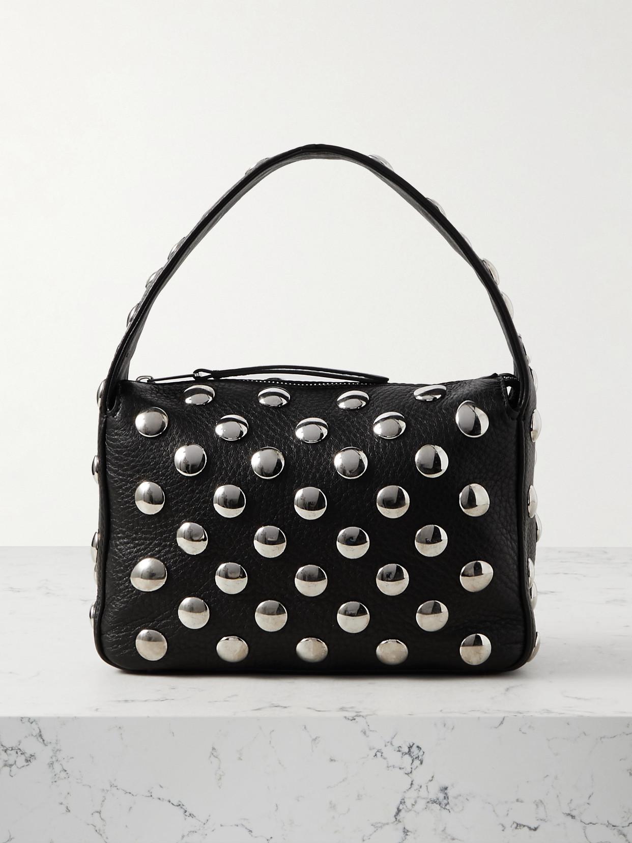 KHAITE Elena Small Studded Textured-Leather Shoulder Bag in Black ...