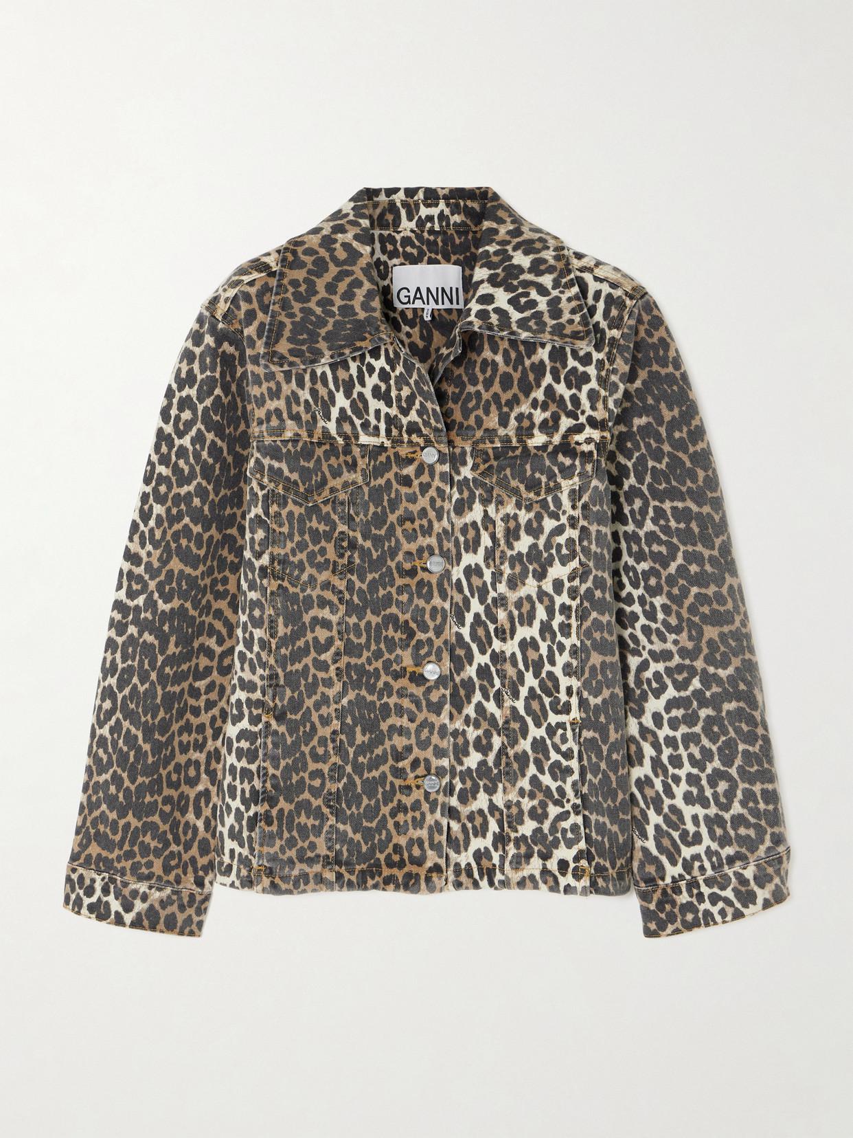 GANNI Leopard-Print Denim Jacket in Animal print | endource