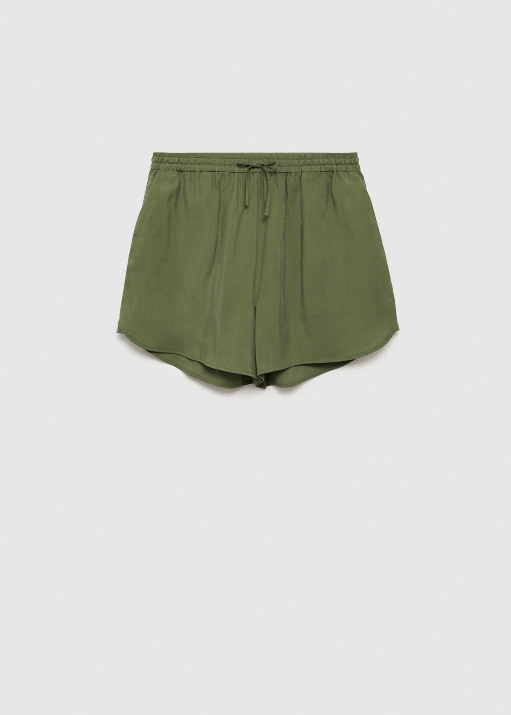 MANGO Modal Shorts With Bow in Forest Green | endource