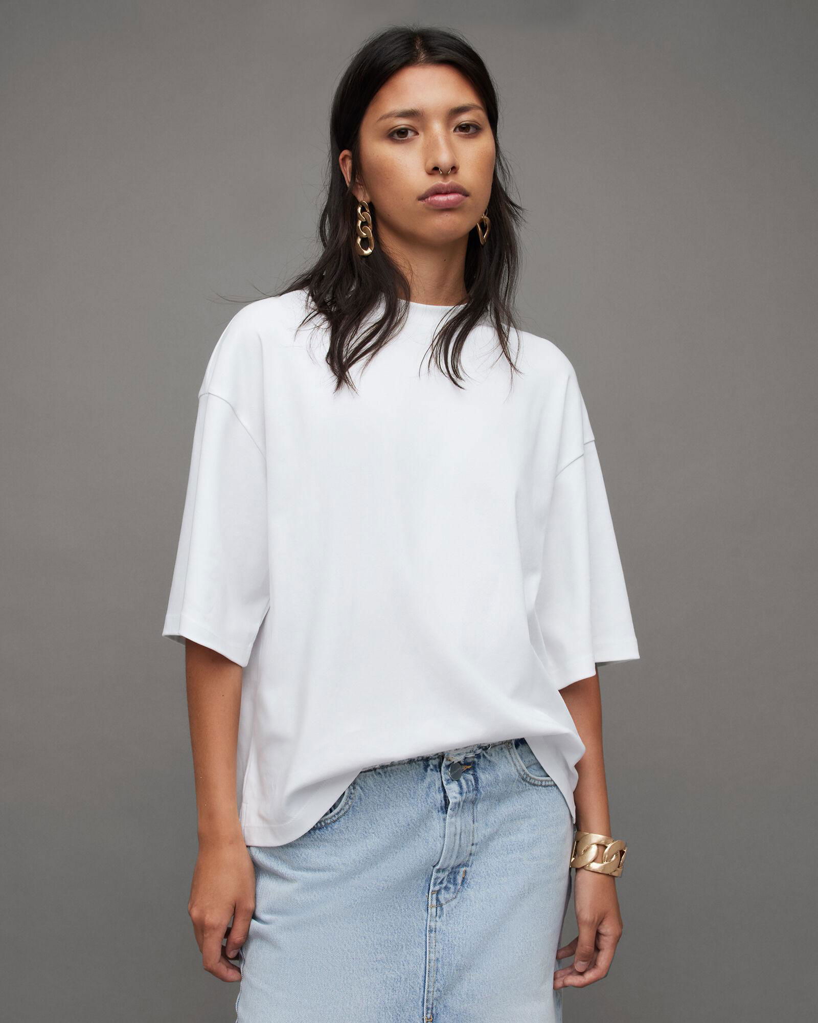 ALLSAINTS Amelie Oversized Boxy Crew Neck T-Shirt in White | Endource